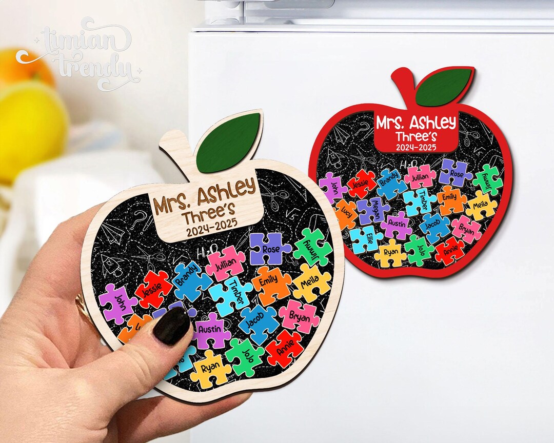 Personalized Teacher Apple Magnet, Custom Teacher Shaker Magnet ...