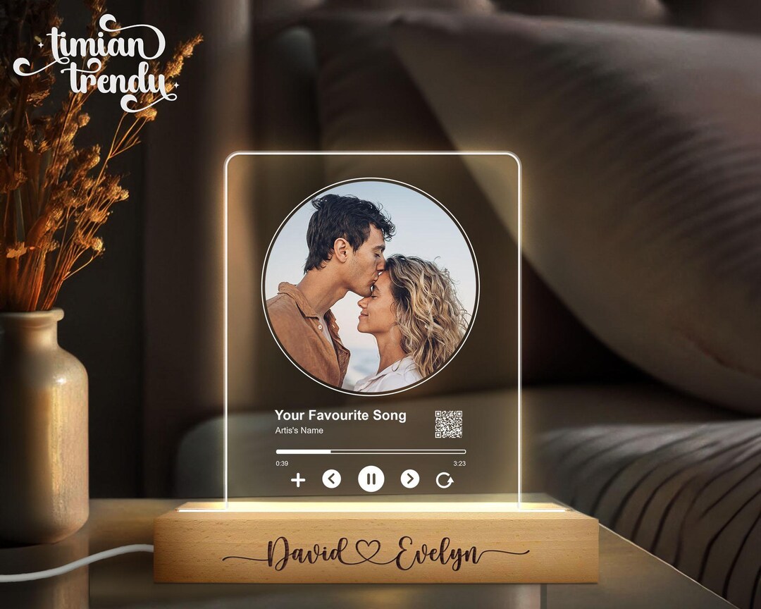 Couple Photo Led Plaque, Personalized Song Night Light, Couple Music ...