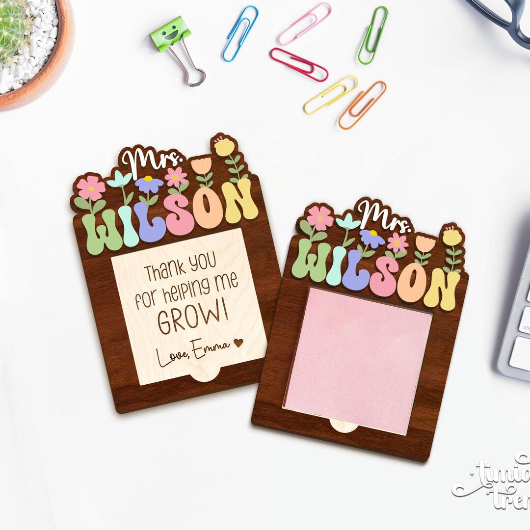 Teacher Appreciation Gift, Personalized Teacher Sticky Note Holder ...