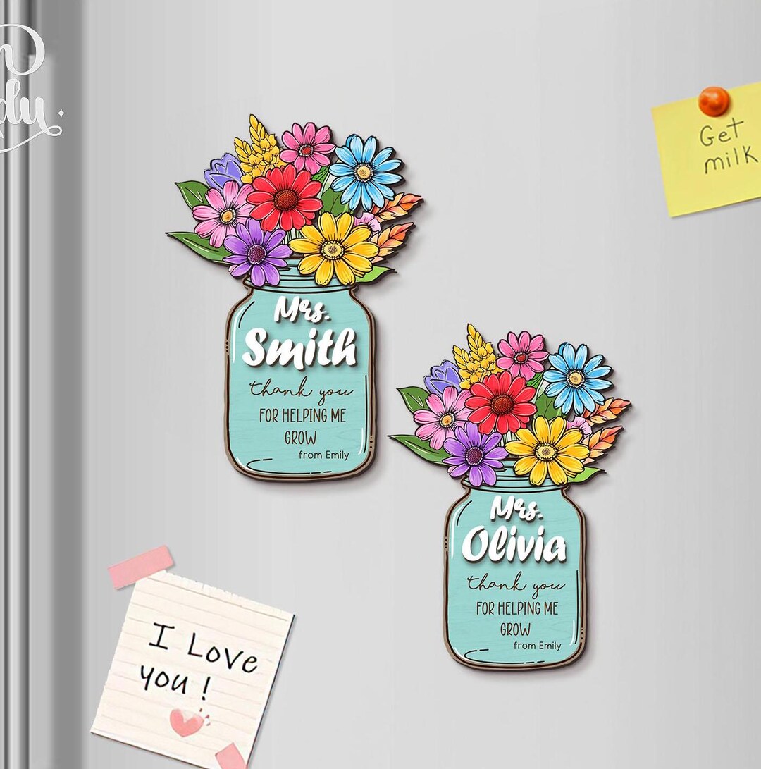 Personalized Teacher Fridge Magnet, Custom Teacher Wooden Magnets ...