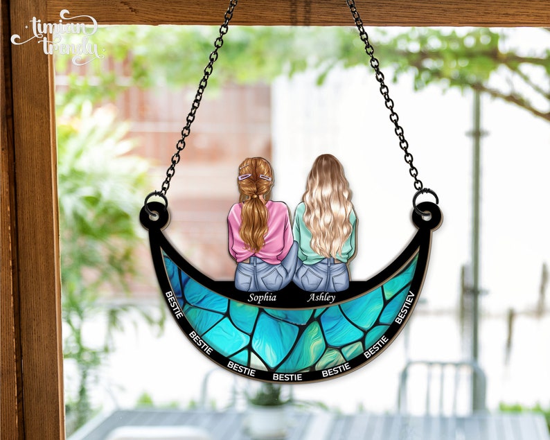Personalized Bestie Suncatcher, Custom Besties Forever Suncatcher ...