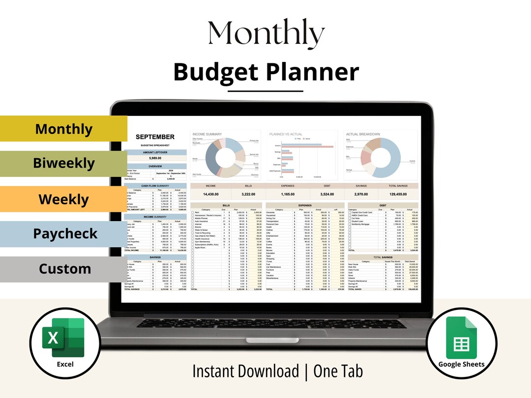 Monthly Budget Planner - Etsy