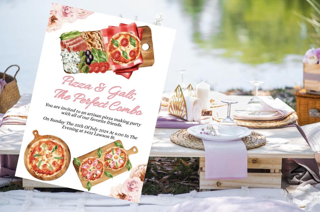 Girls Pizza Making Night Invitation/ Summer Pizza Making Night Sign ...