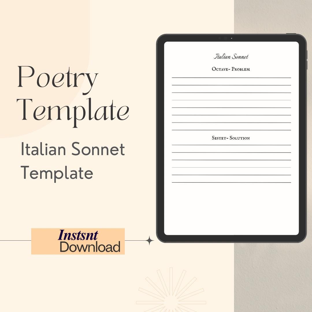Italian Sonnet Template, Poetry Template, Homeschool, Poetry, English ...