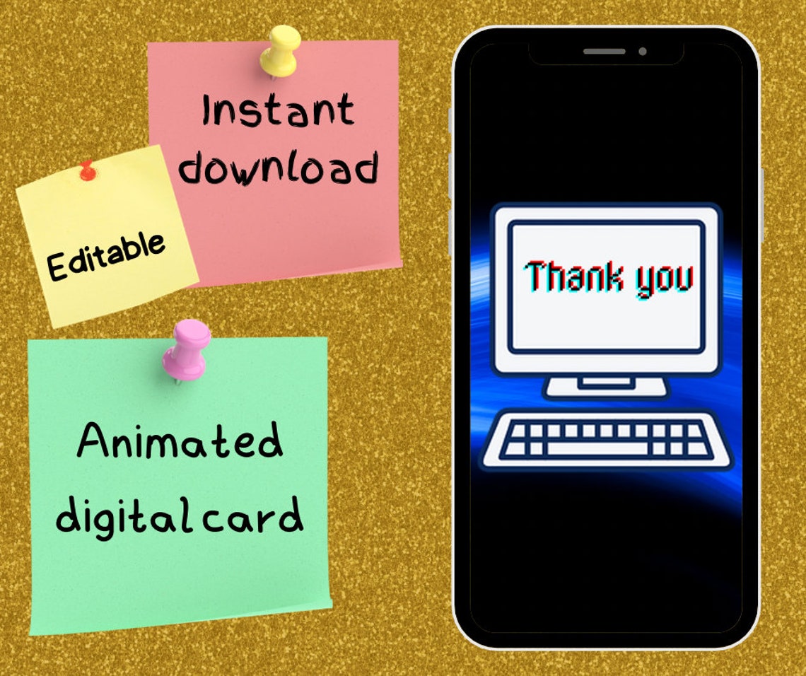 Animated Editable Thank You Card, Digital Card, Instant Message Card ...