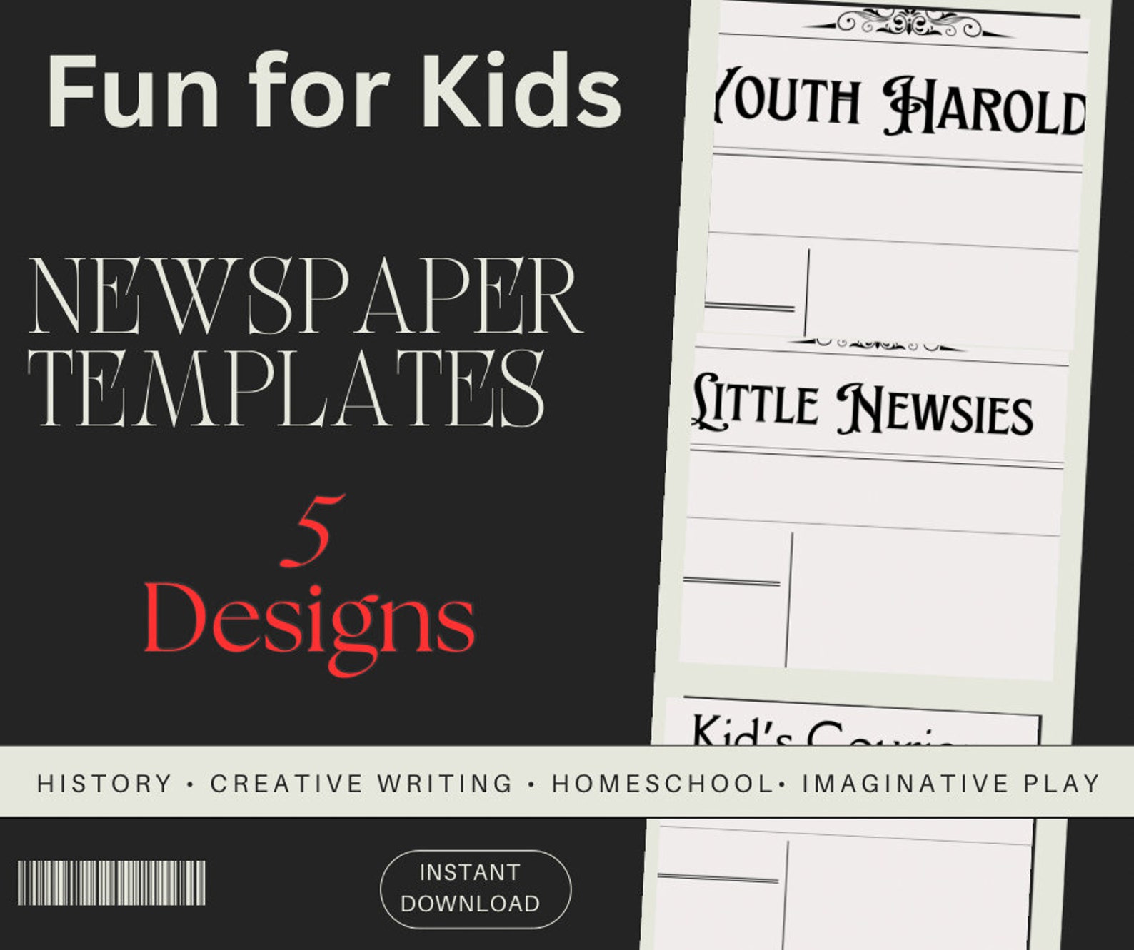 Printable Newspaper Templates for Kids, Classroom Newspaper Project ...