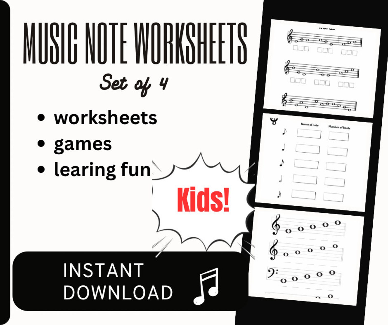 Music Themed Worksheets for Middle School Kids, Teaching Music ...