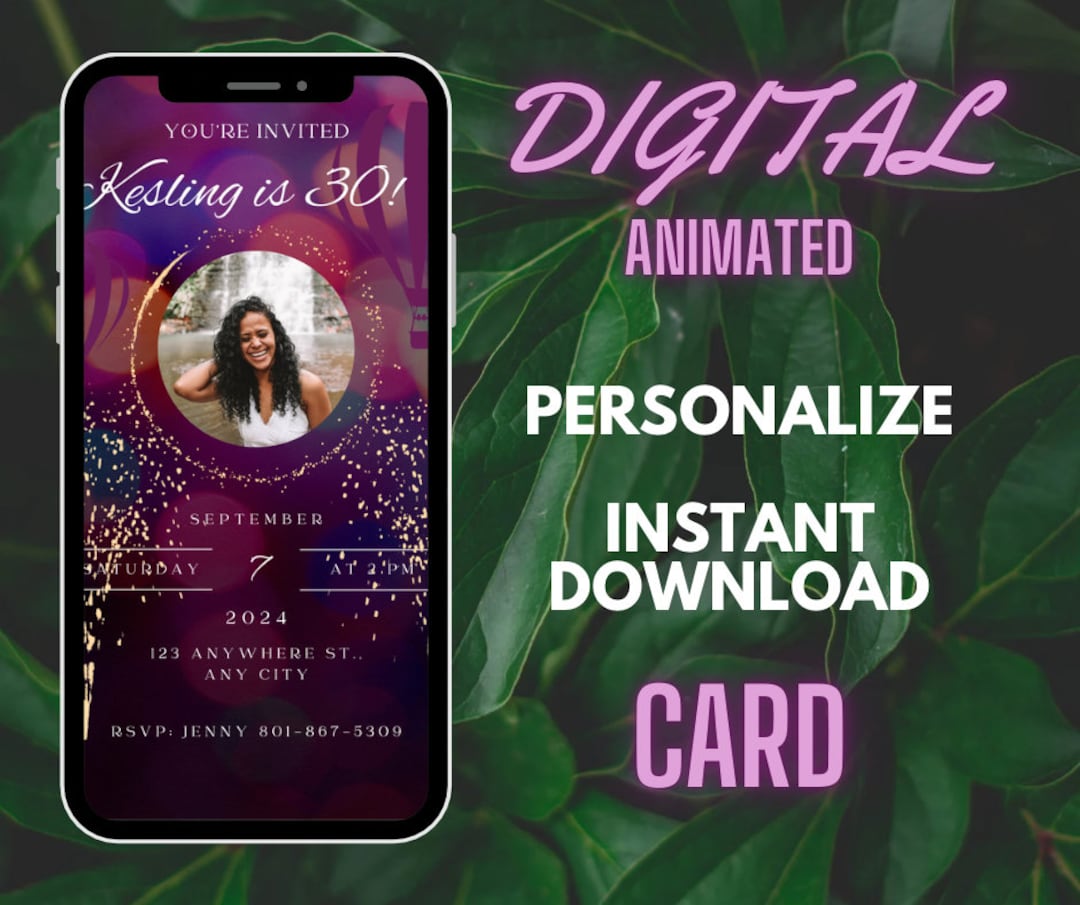 Digital Animated Birthday Invite, Personalize With Your Own Message ...