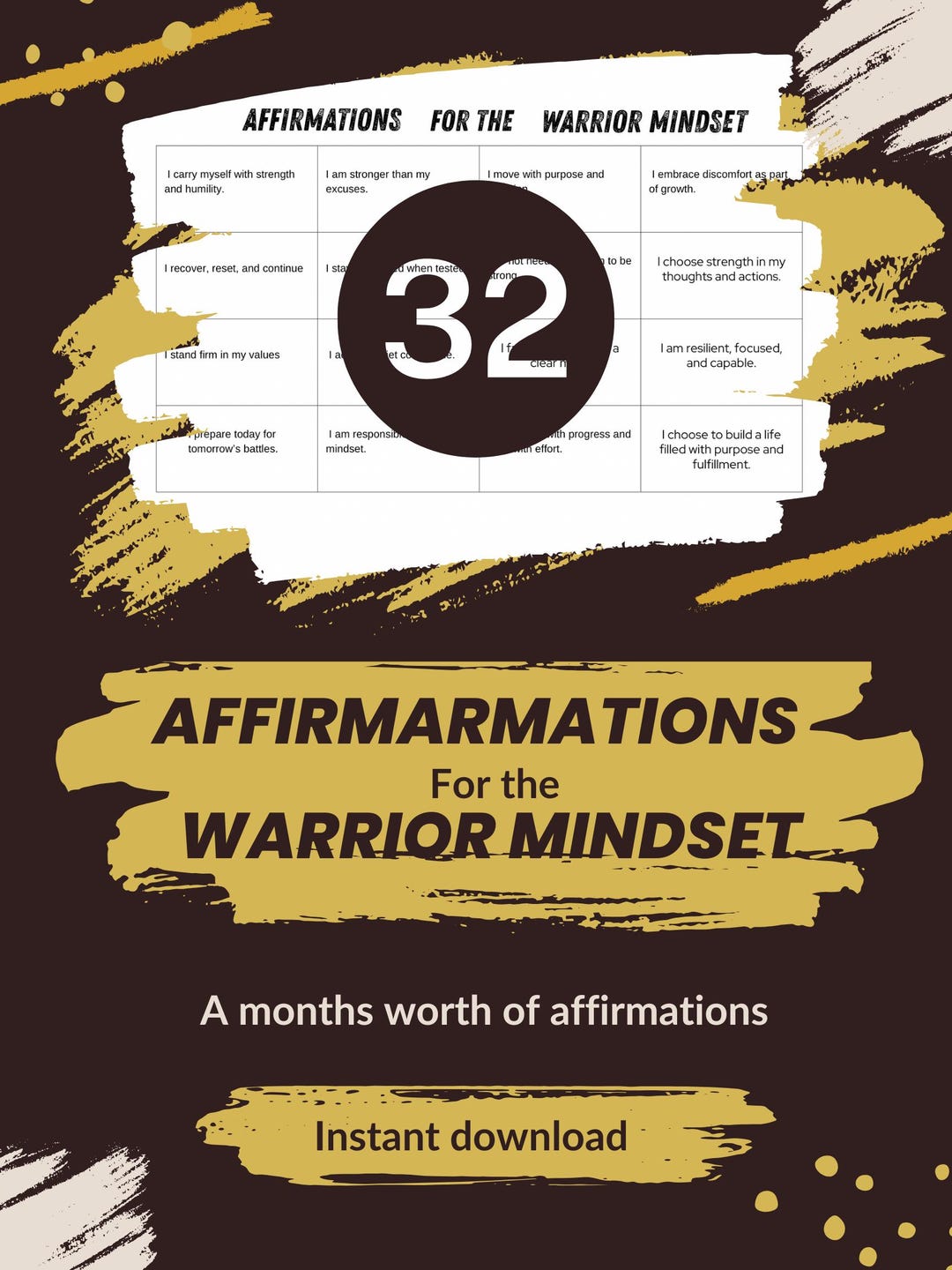 Affirmations for the Warrior Mindset, Gym Motivation, Discipline ...