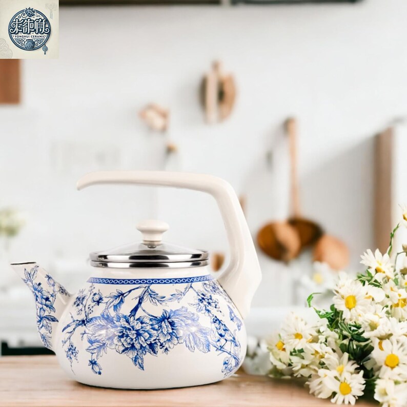 Bird of Paradise Enamel Kettle, Tea Kettles, Steel Stovetop Water ...