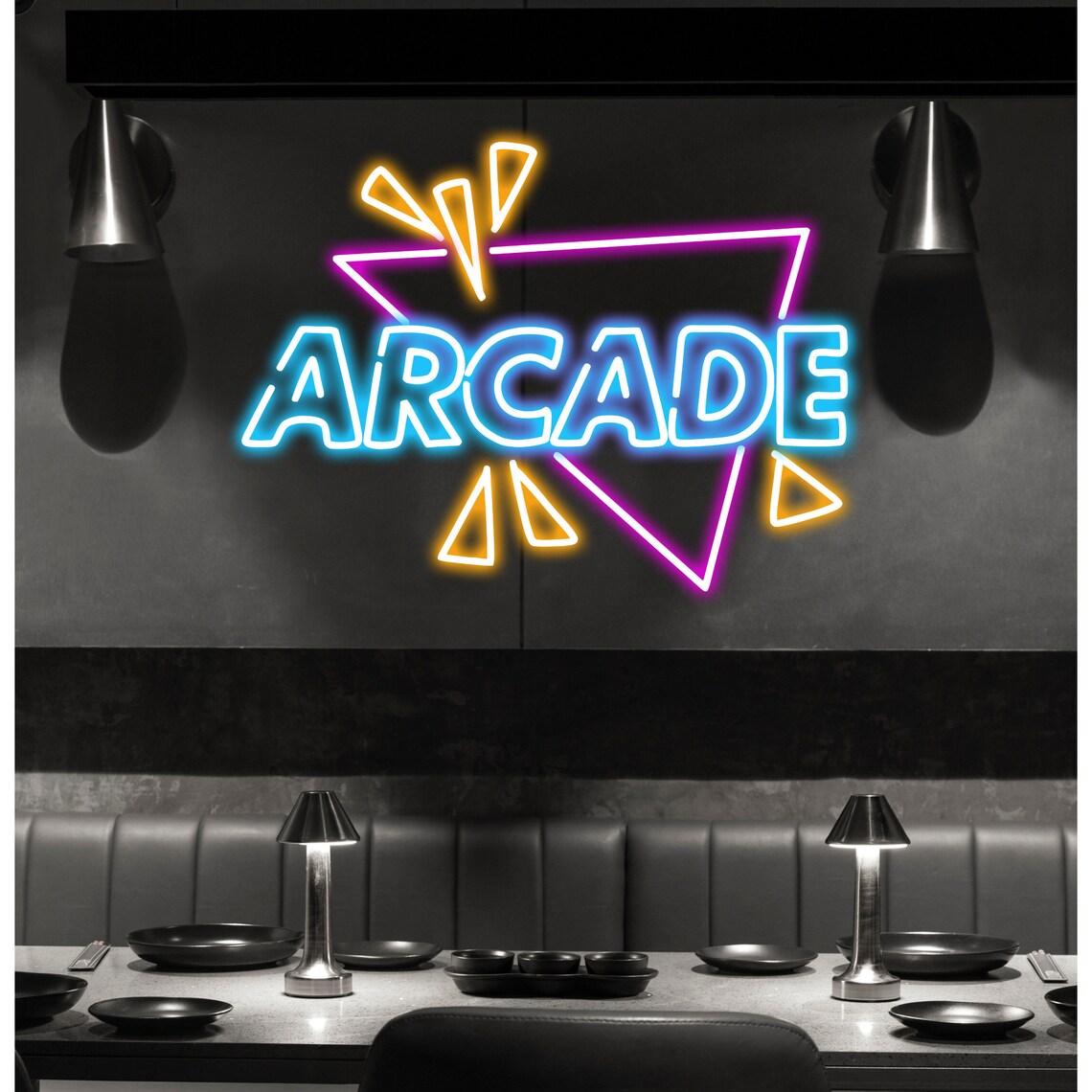 Arcade Neon LED Sign, Custom Game Room Neon Arcade Sign Retro Gaming ...