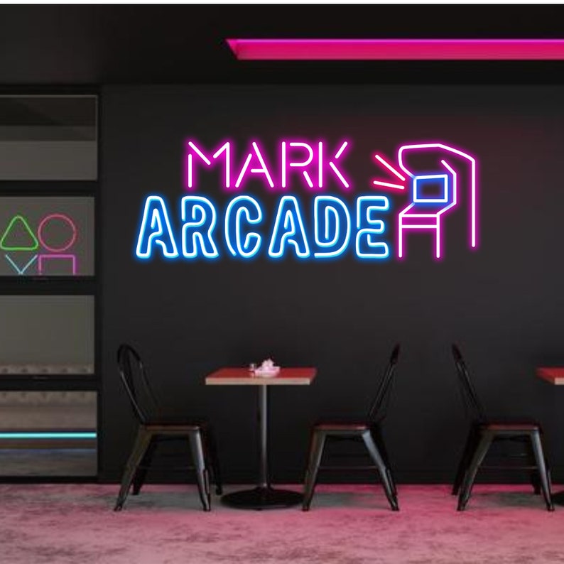 Arcade Neon LED Sign, Custom Game Room Neon Arcade Sign Retro Gaming ...