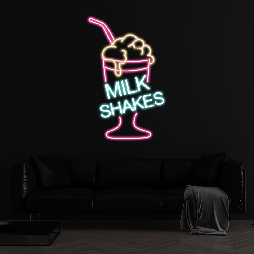Milkshakes Neon Sign, Custom Smoothie Ice Cream LED Neon Light, Ice ...