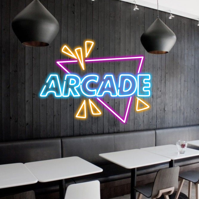 Arcade Neon LED Sign, Custom Game Room Neon Arcade Sign Retro Gaming ...