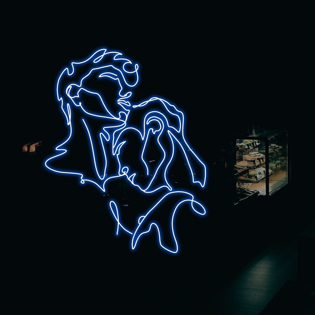 Two Man Hugging Neon Sign, Man Line Art, Gymnastic Man Deco, Male Body ...