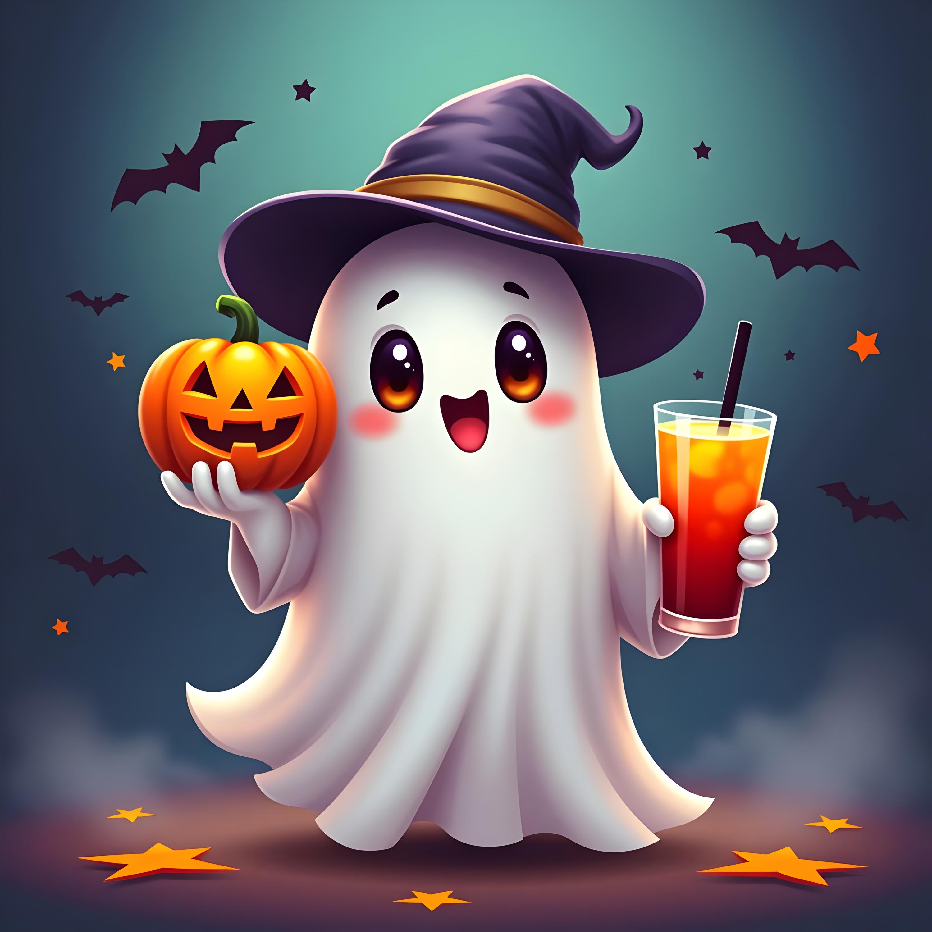 Spooky Cute Ghost and Boba JPG Bundle - Perfect for Halloween Fun! High ...