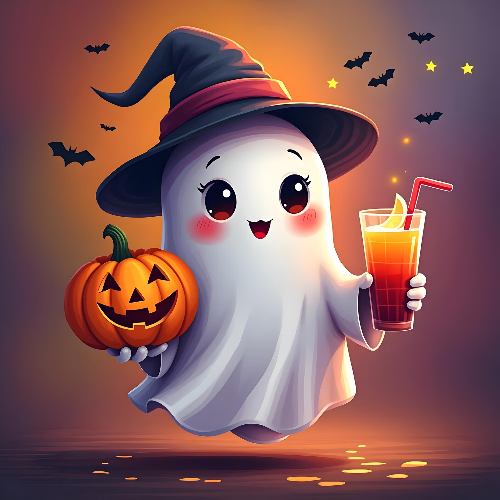 Spooky Cute Ghost and Boba JPG Bundle - Perfect for Halloween Fun! High ...