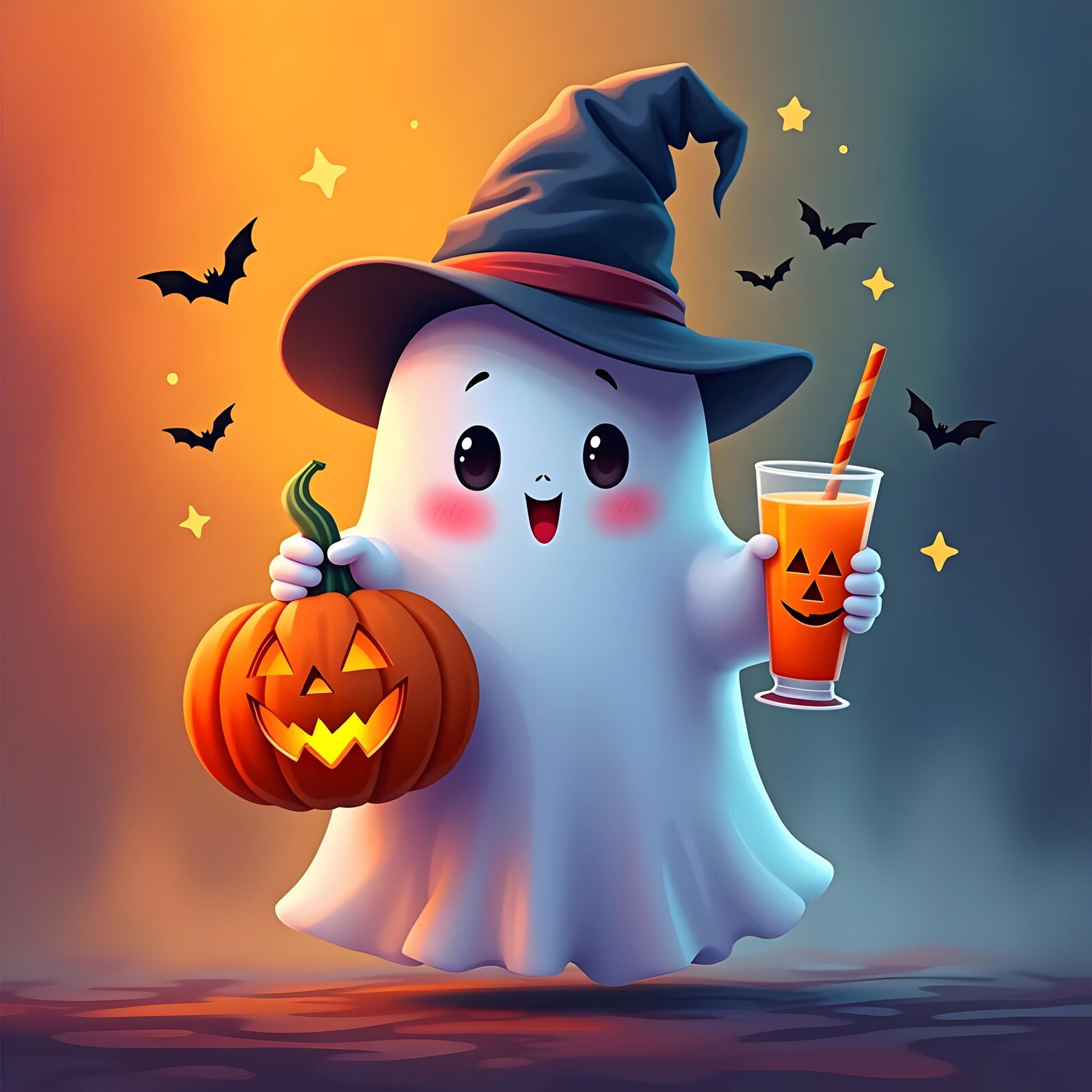 Spooky Cute Ghost and Boba JPG Bundle - Perfect for Halloween Fun! High ...