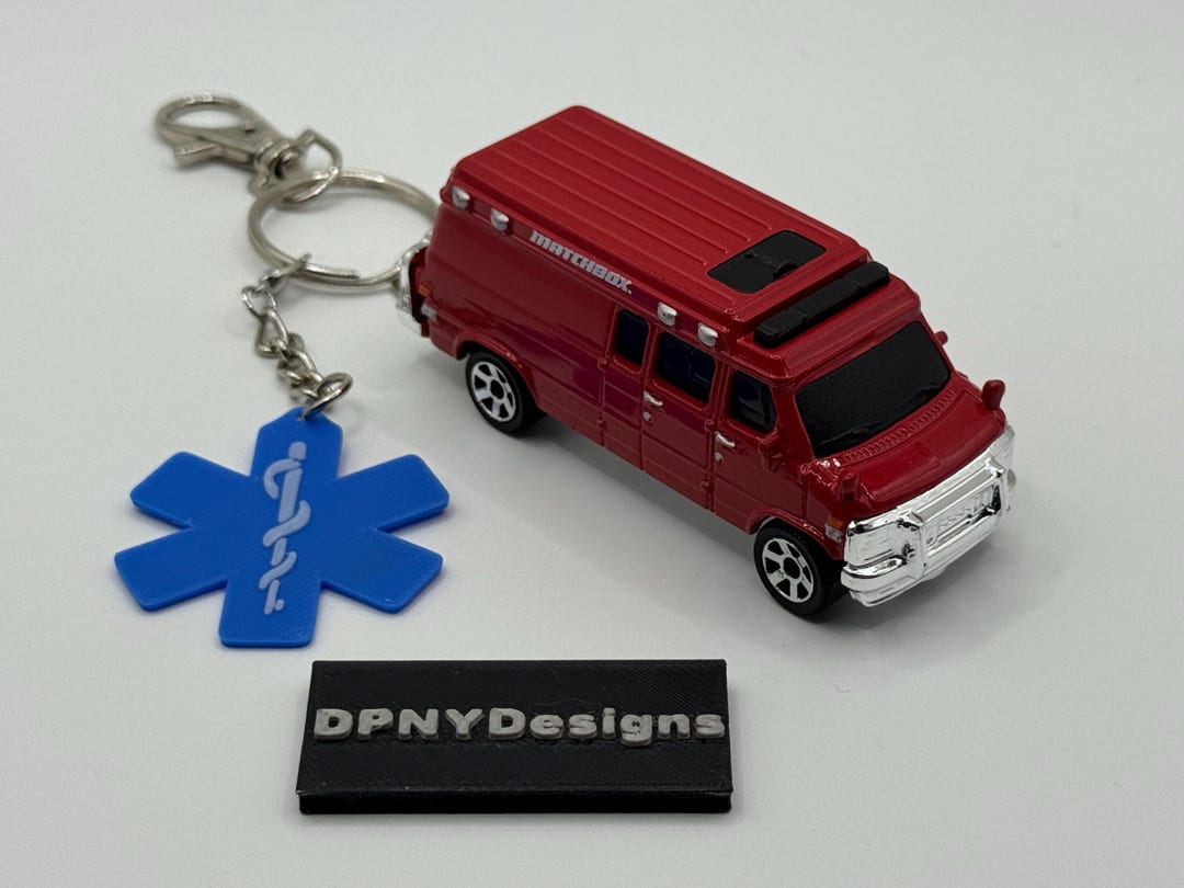 Custom ‘95 Chevy Ambulance Van (red/silver) Diecast Keychain | EMS ...