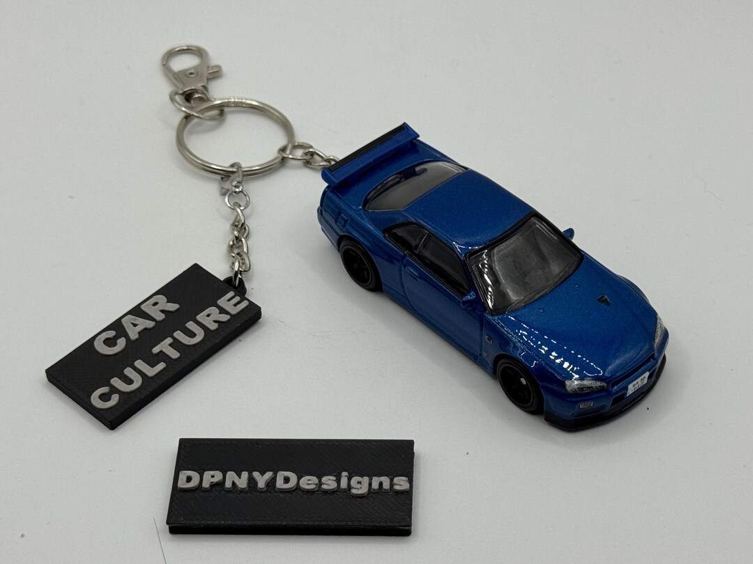 Custom Nissan Skyline GT-R V Spec II (BNR34) (blue) Diecast Keychain ...