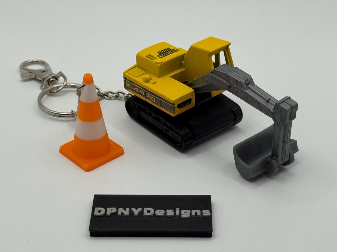 Construction Worker Gift Excavator (yellow) Keychain | Diecast ...
