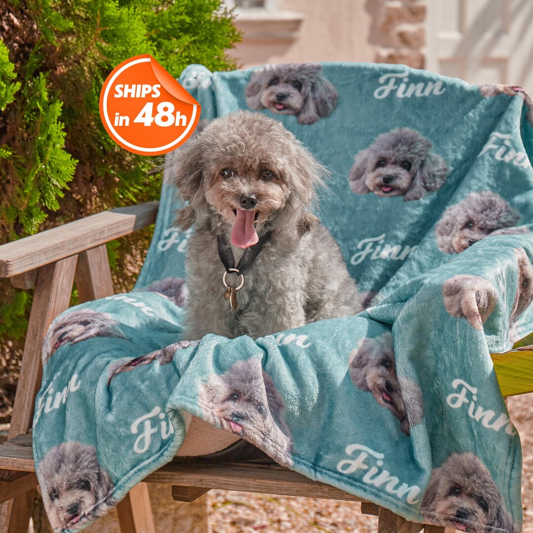 Personalized Pet Photo Blanket,custom Dog Head Blanket,dog Plush Name ...