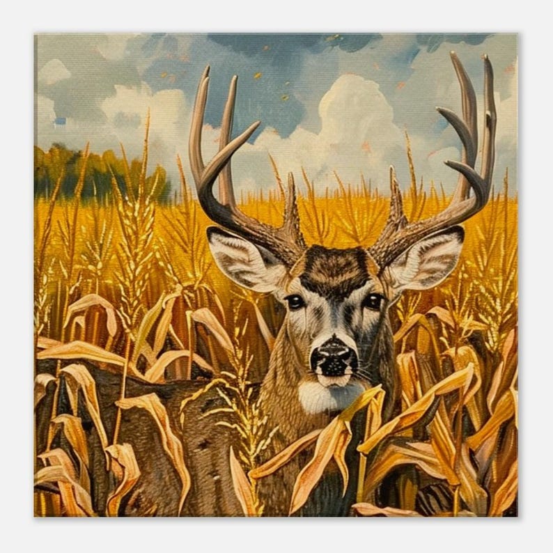 Whitetail Deer in Corn Field (buck) Canvas - Etsy