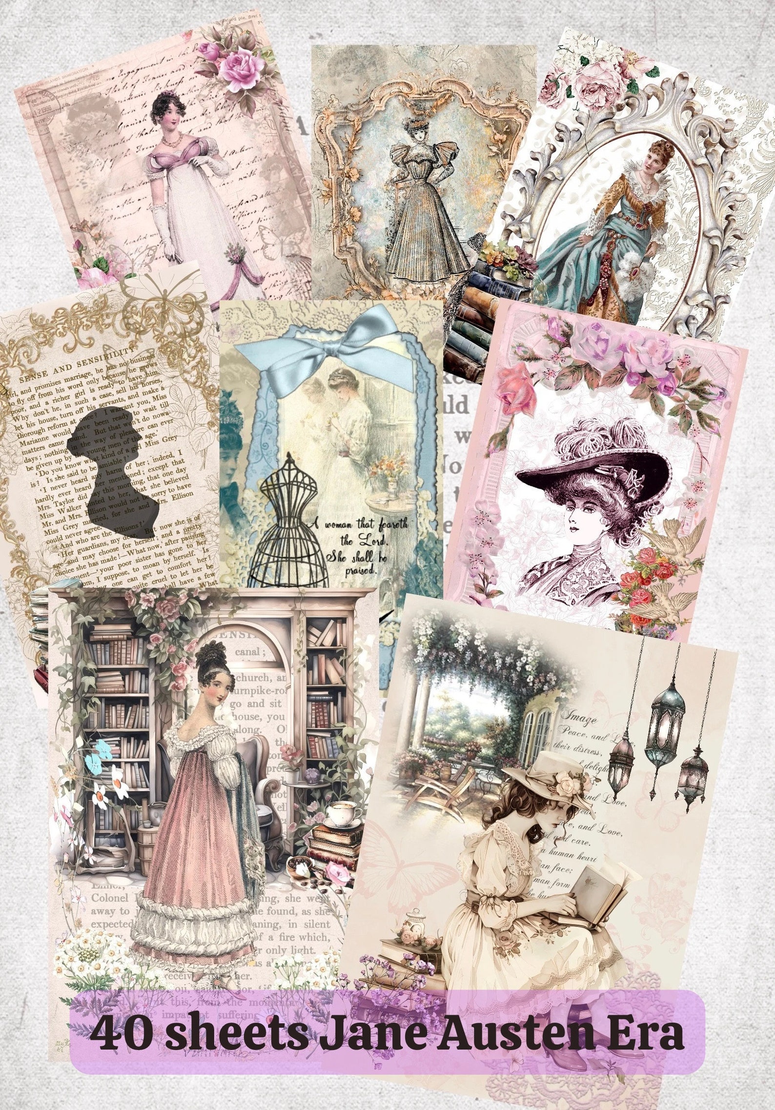 Digital Jane Austen Regency Era, More Than 40 Sheets, Printable ...