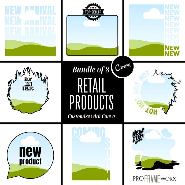 Retail Product Sale CANVA Frame Template Bundle Social Media Marketing ...