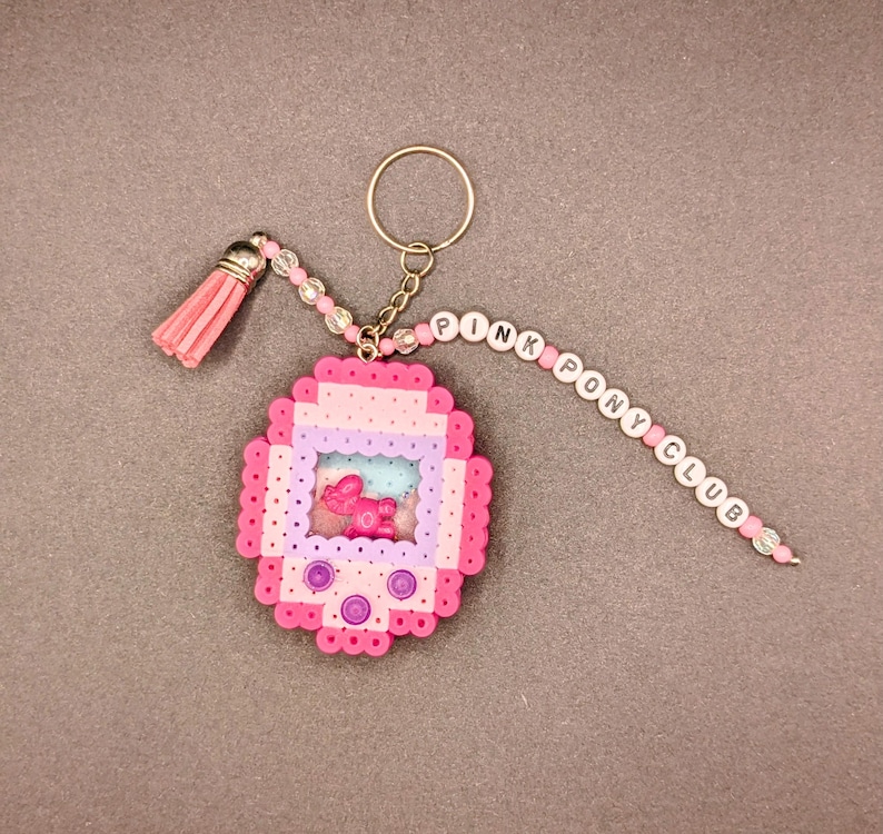 Pink Pony Club Tamagotchi-inspired Perler Bead Keychain - Etsy