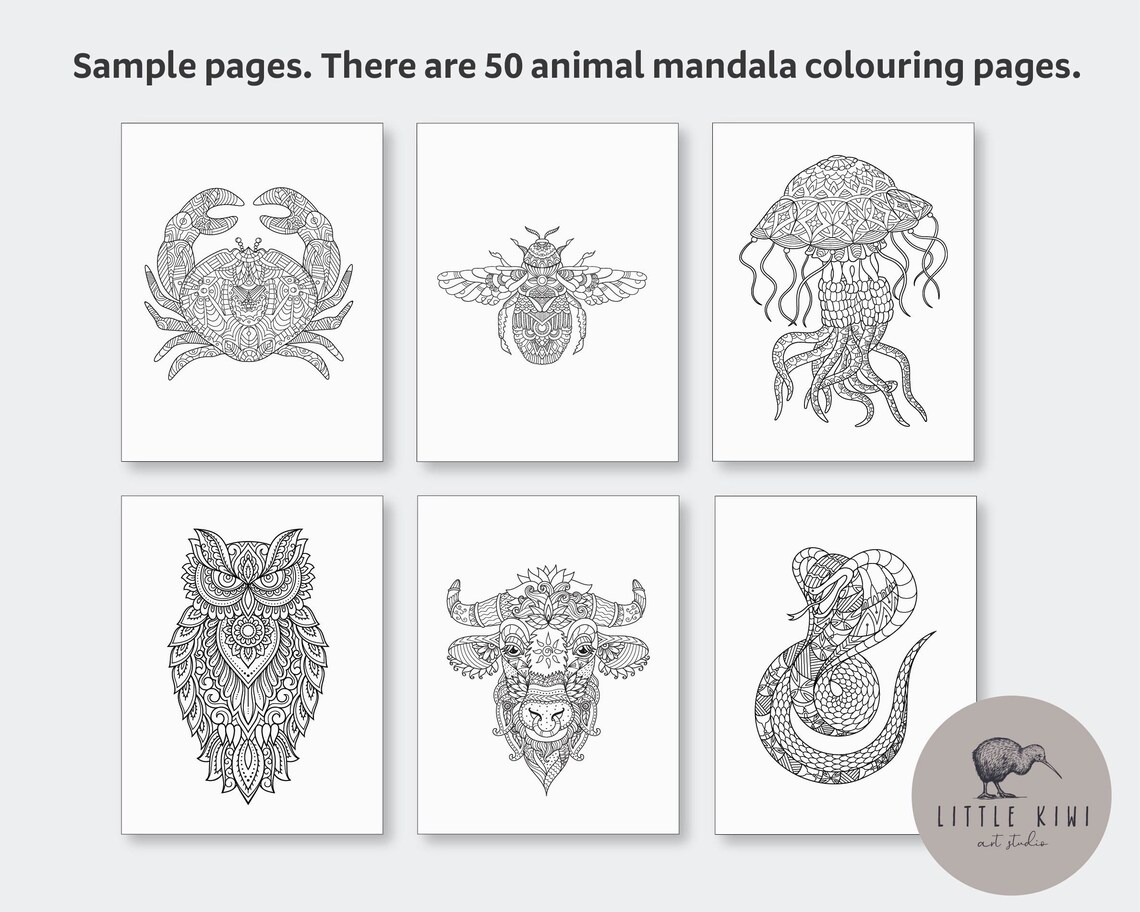 50 Animal Colouring Pages, Mandala Animal Patterns Colouring Pages ...