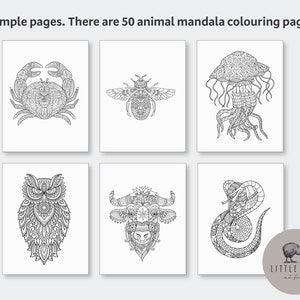 50 Animal Colouring Pages, Mandala Animal Patterns Colouring Pages ...