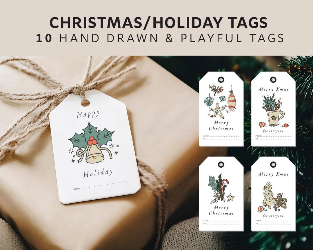 Christmas Gift Tags Printable Instant Download | Hand Drawn Happy ...