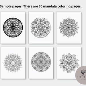 50 Colouring Pages, Mandala Patterns Colouring Pages, Relaxing Artistic ...