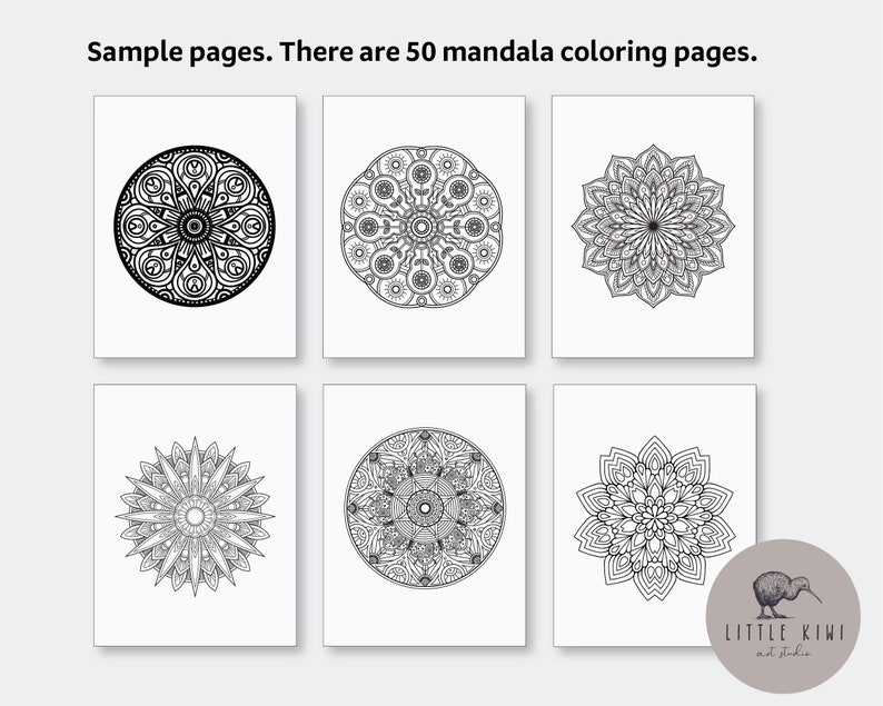 50 Colouring Pages, Mandala Patterns Colouring Pages, Relaxing Artistic ...