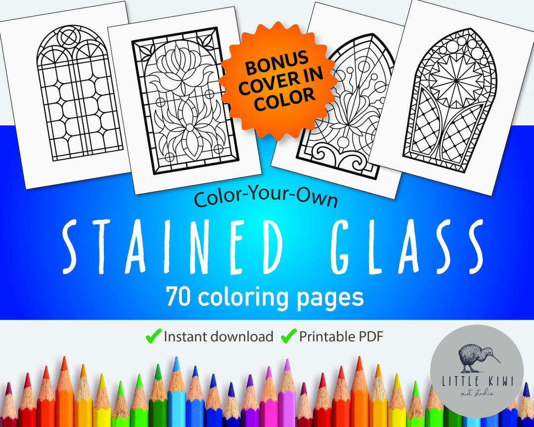 70 Stained Glass Windows Colouring in Book, Featuring Intricate and ...