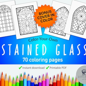 70 Stained Glass Windows Colouring in Book, Featuring Intricate and ...