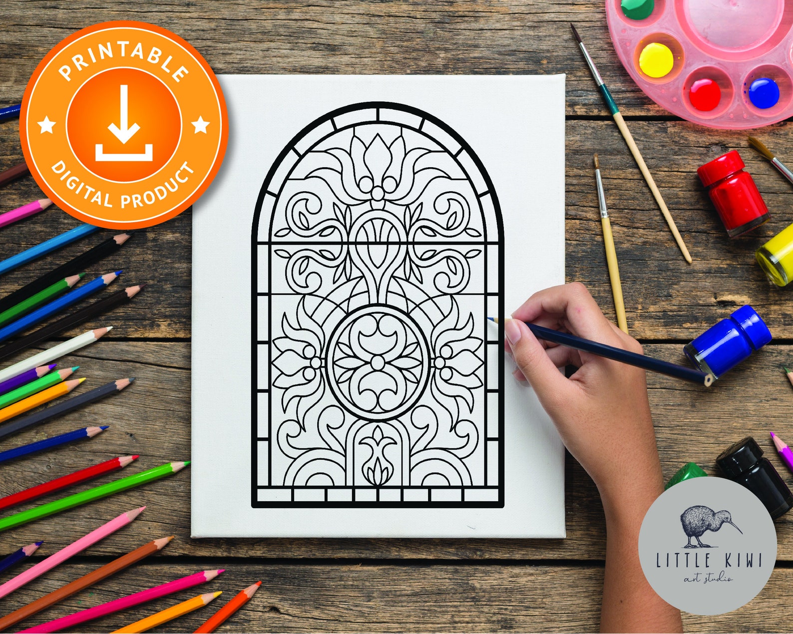 70 Stained Glass Windows Colouring in Book, Featuring Intricate and ...