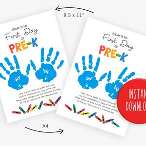 First Day of Pre K Handprint - First Day of School Craft - Preschool ...