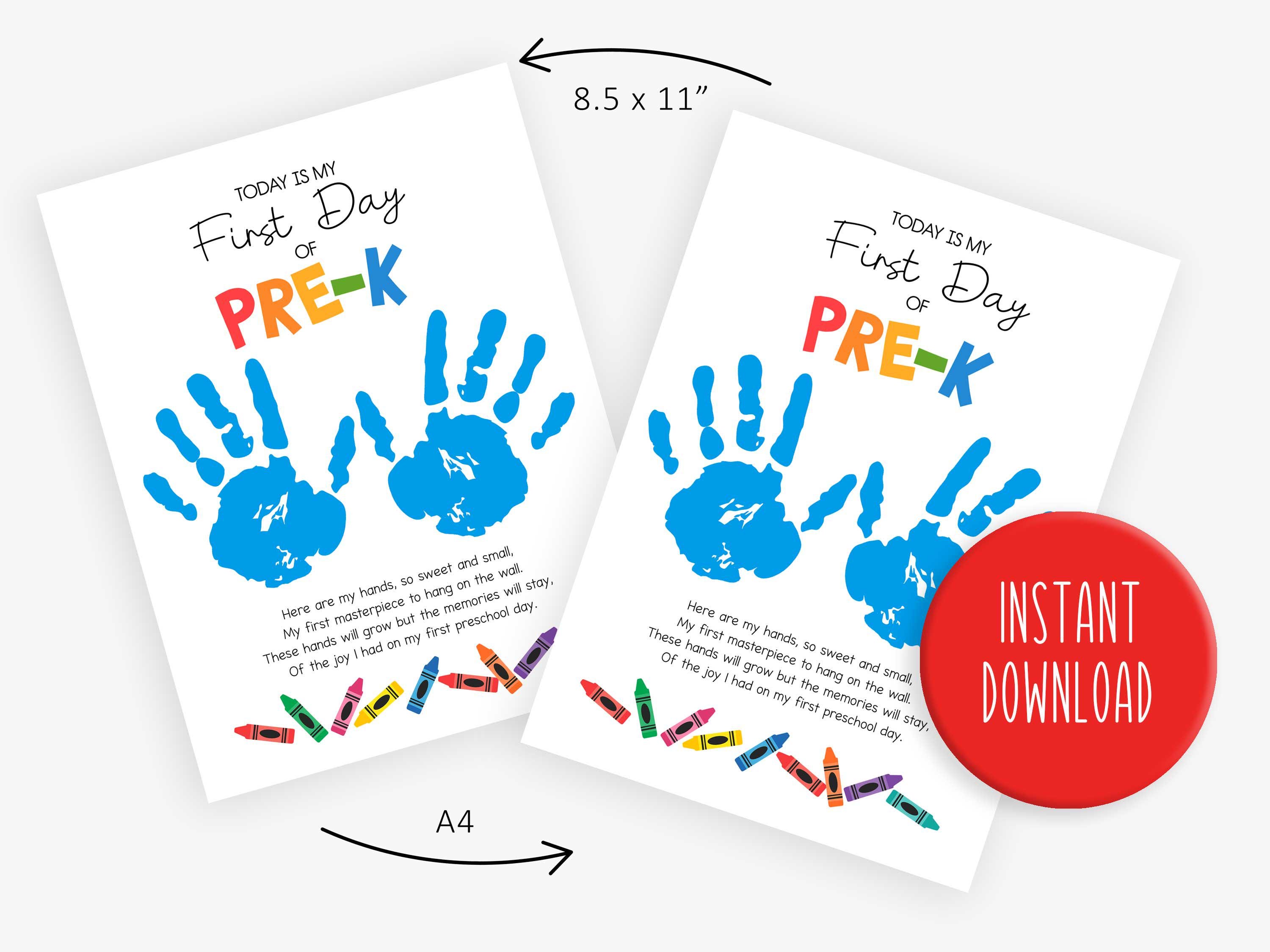 First Day of Pre K Handprint - First Day of School Craft - Preschool ...