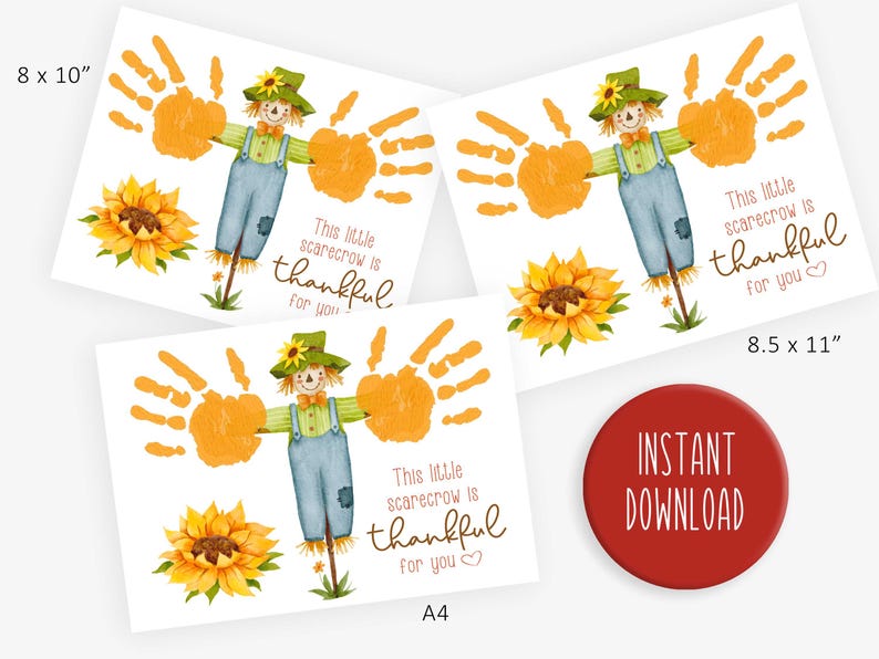 Autumn Handprint Craft - Scarecrow Handprint Craft - Thanksgiving Craft ...