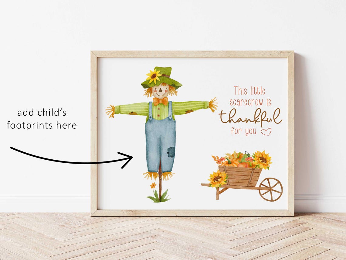 Autumn Footprint Craft - Scarecrow Footprint Craft - Thanksgiving Craft ...