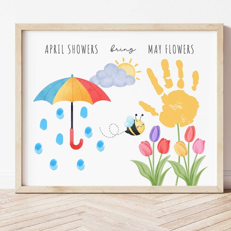 April Handprint Art - Etsy