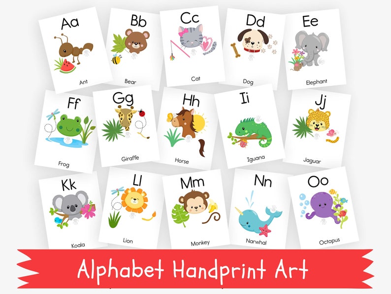 Alphabet Handprint - Animal Alphabet Handprint - Preschool Alphabet ...