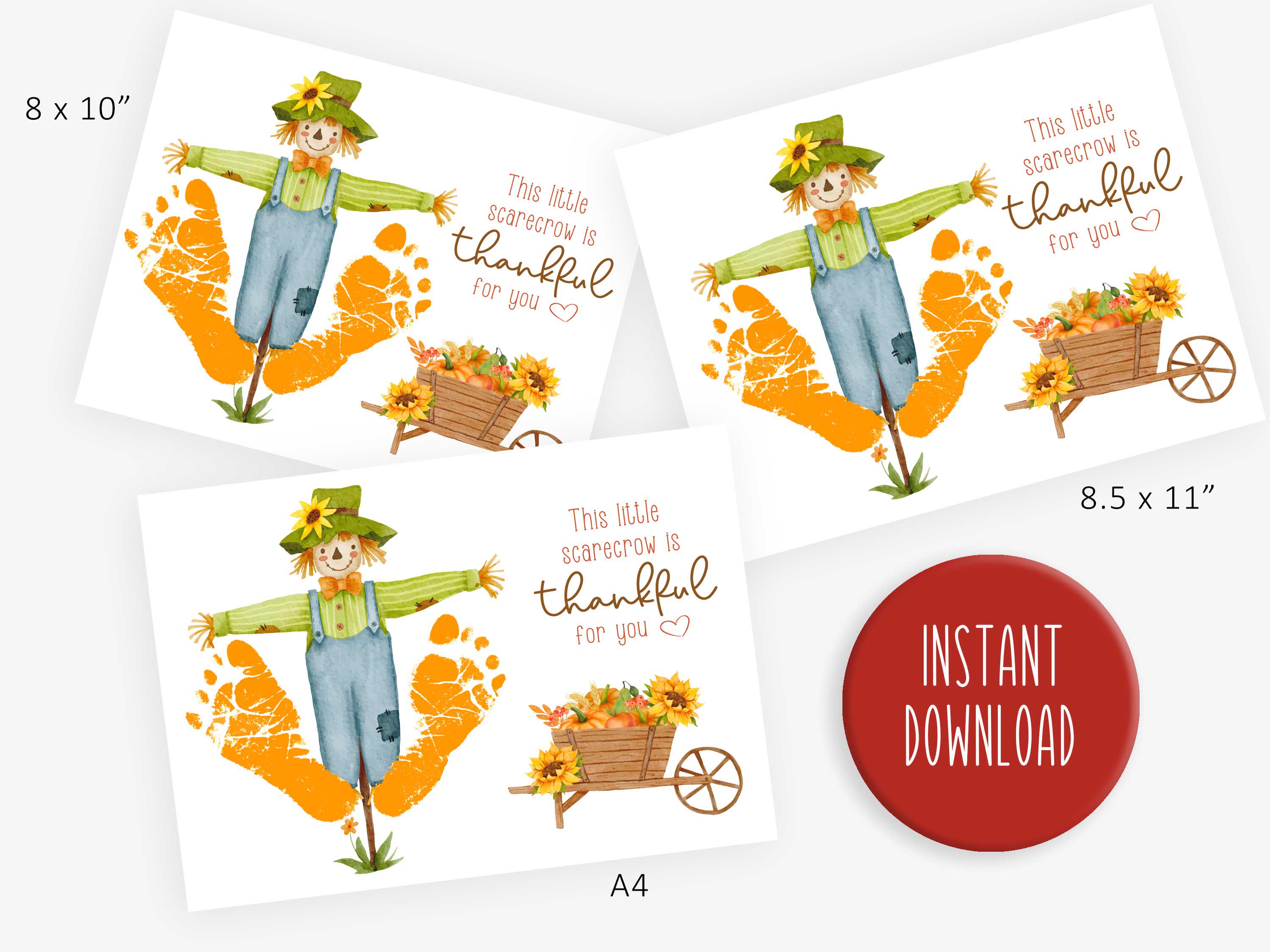 Autumn Footprint Craft - Scarecrow Footprint Craft - Thanksgiving Craft ...