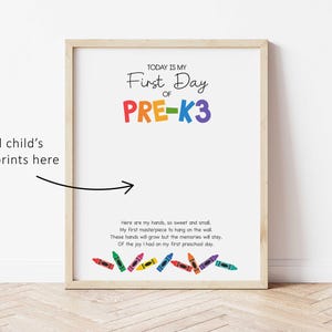 First Day of Pre K3 Handprint - First Day of School Craft - Preschool ...