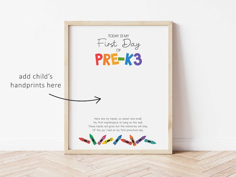 First Day of Pre K3 Handprint - First Day of School Craft - Preschool ...