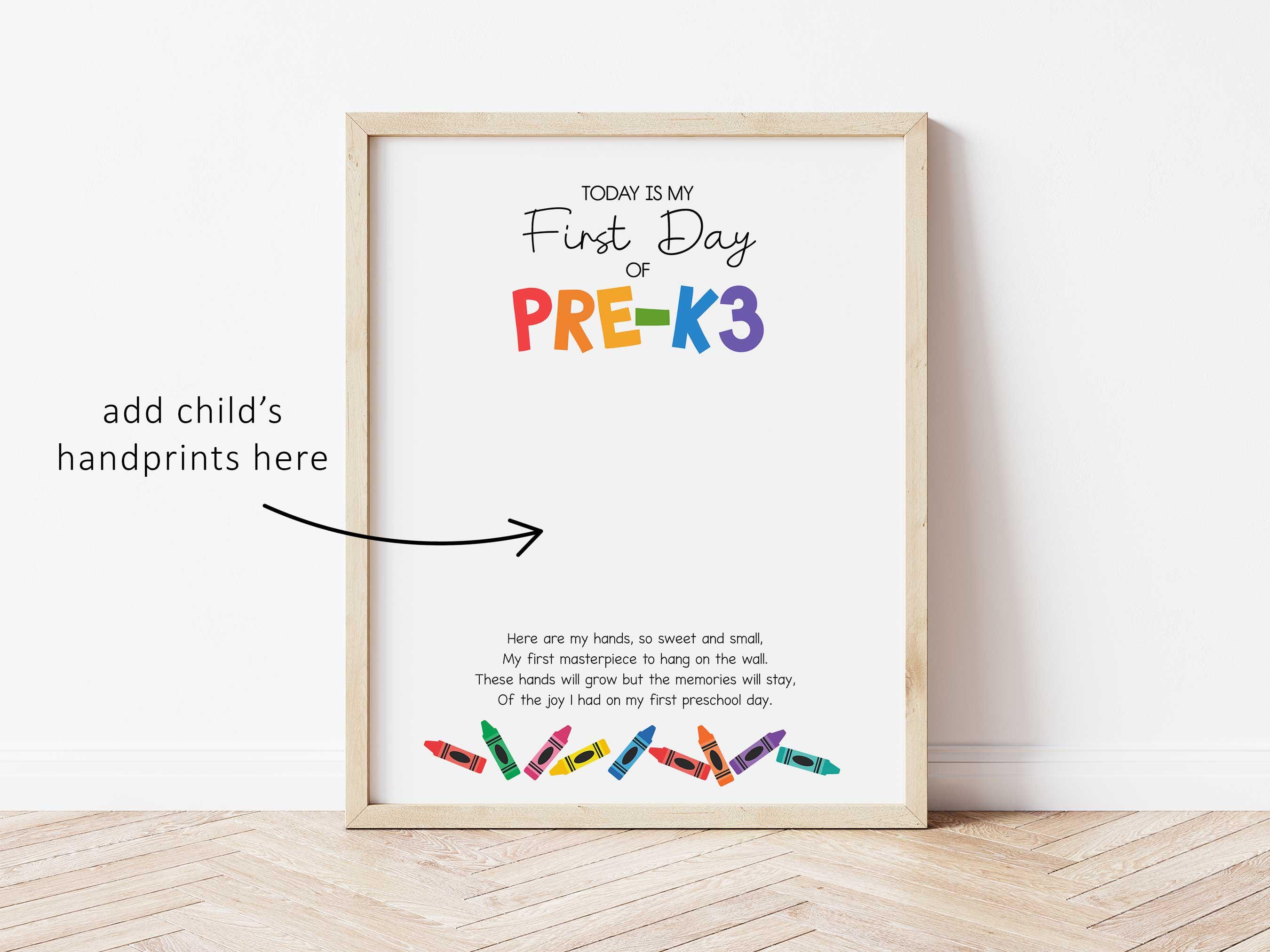 First Day of Pre K3 Handprint - First Day of School Craft - Preschool ...