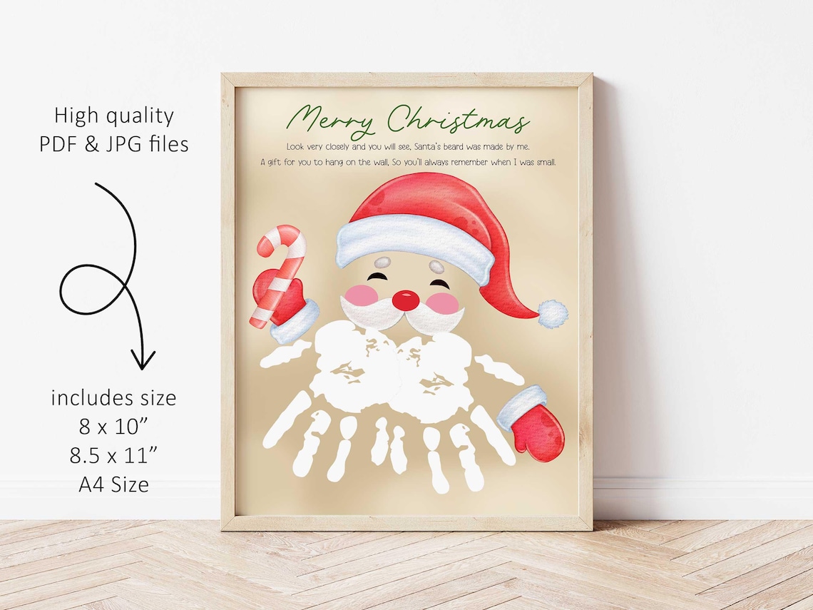 Christmas Handprint Craft - Santa Handprint Craft - Santa Handprint Art ...