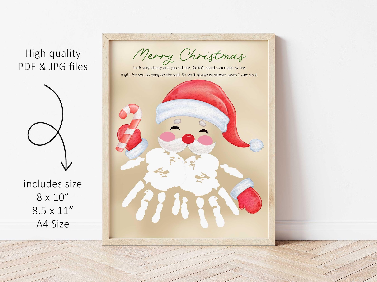 Christmas Handprint Craft - Santa Handprint Craft - Santa Handprint Art ...